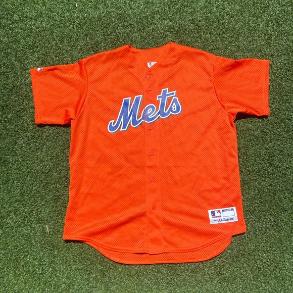 Majestic | Shirts | Vtg 9s Majestic New York Mets Orange Mesh Jersey ...